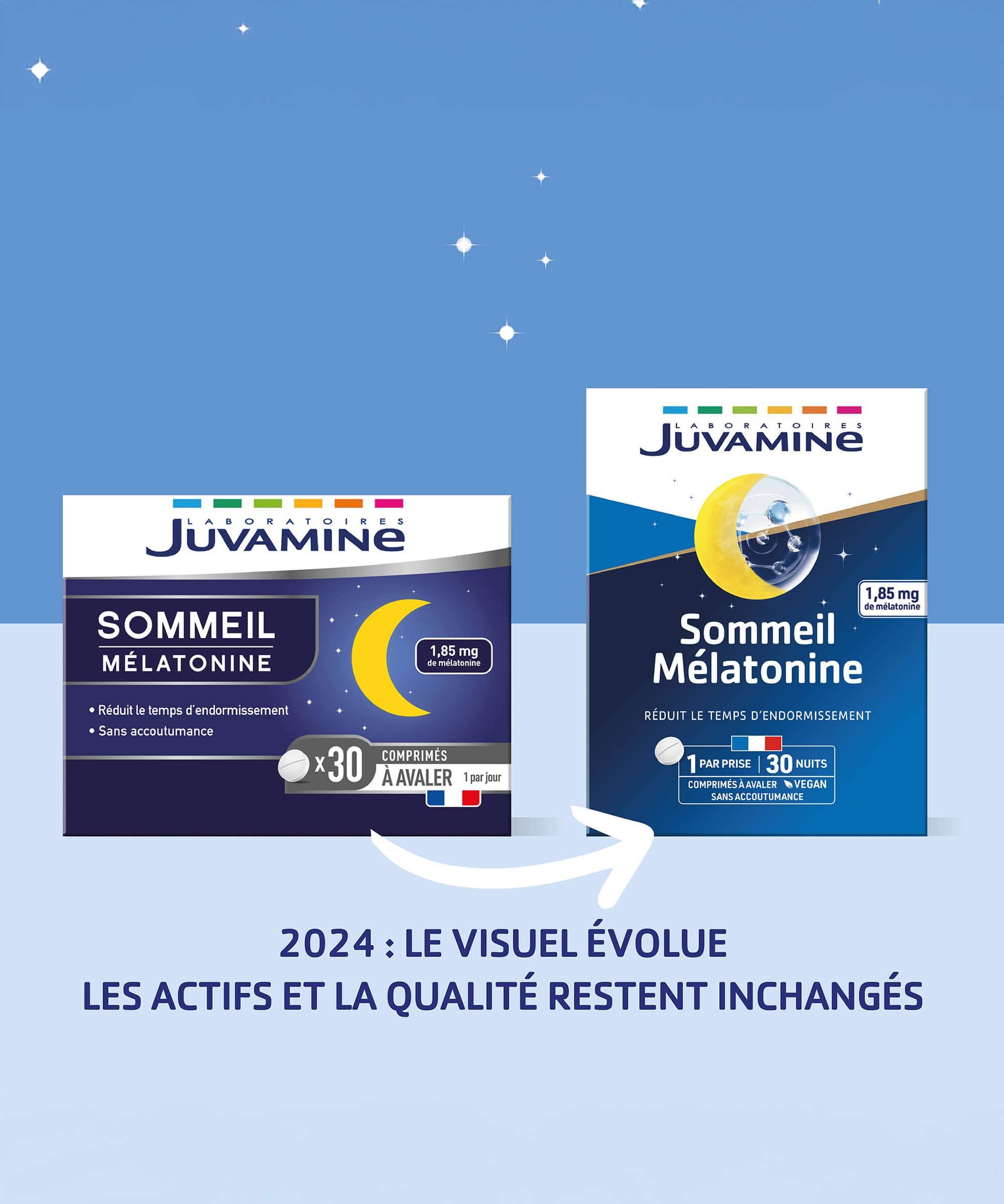 Sommeil Mélatonine - Endormissement 30 ou 150 comprimés | Juvamine